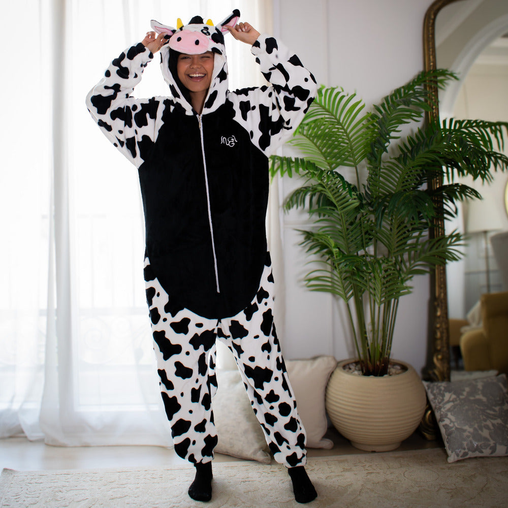 Snuggs Blanket Animal Onesie "Black Cow" – snuggsza